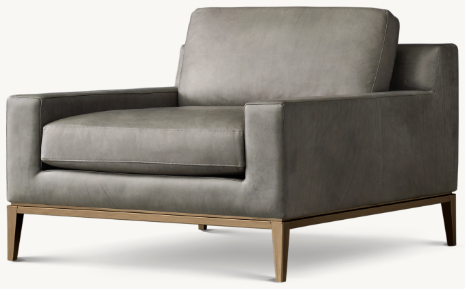 Italia Track Arm Leather Chair - Metal Base | RH