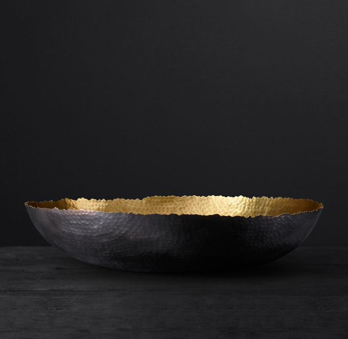 Hammered Brass Raw Edge Bowl - Wide
