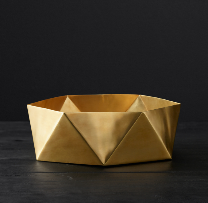 Faceted Solid Brass Vessel