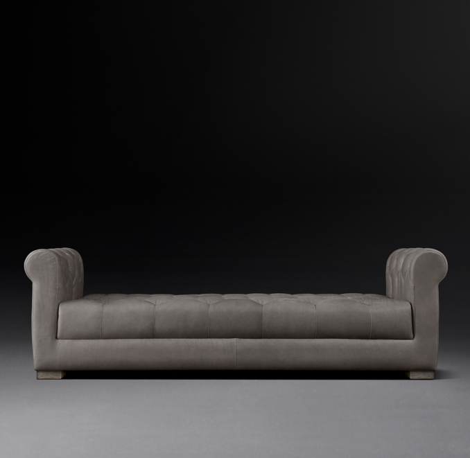 Modena Chesterfield Leather Bench with Tufted Seat