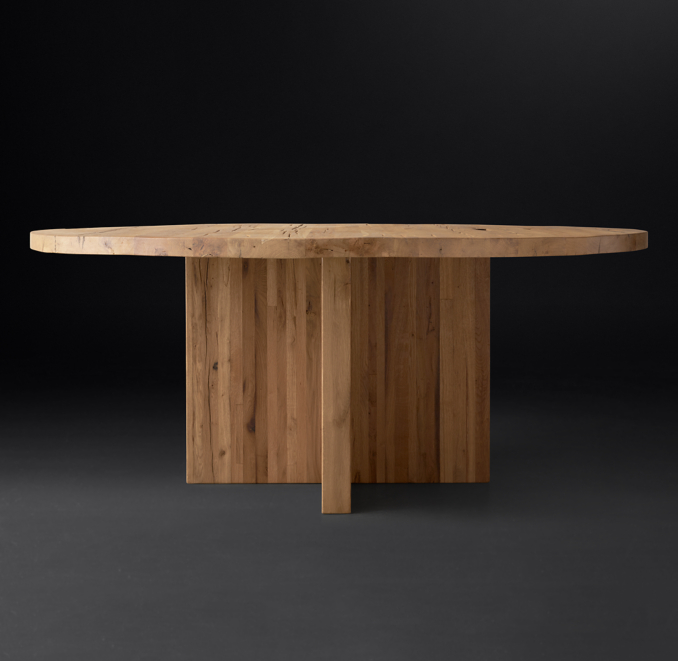 Reclaimed Oak Plank Round Dining Table