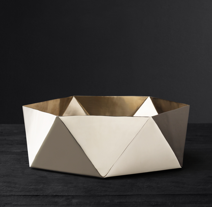 Faceted Solid Brass Vessel Extra-Large