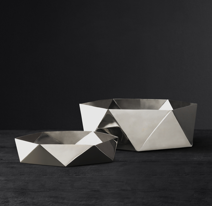 Faceted Solid Brass Vessel