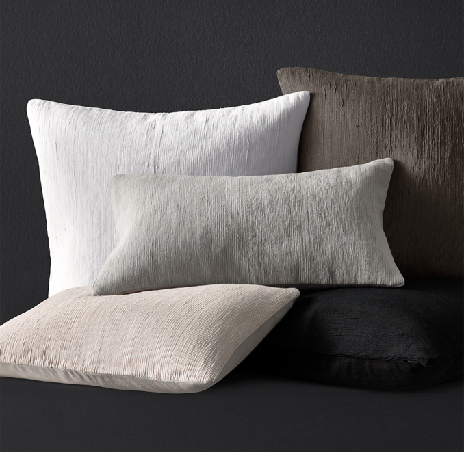 Geometric Soutache Linen Solid Pillow Cover | RH