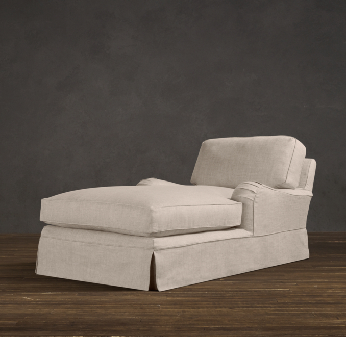 English Roll Arm Slipcovered Chaise