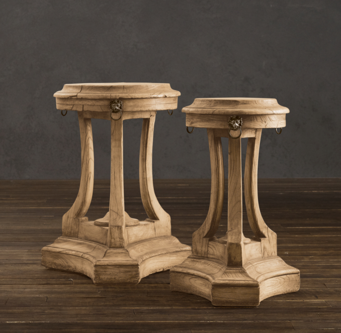 18th C. Lion's Head Side Tables Natural (Set of 2)