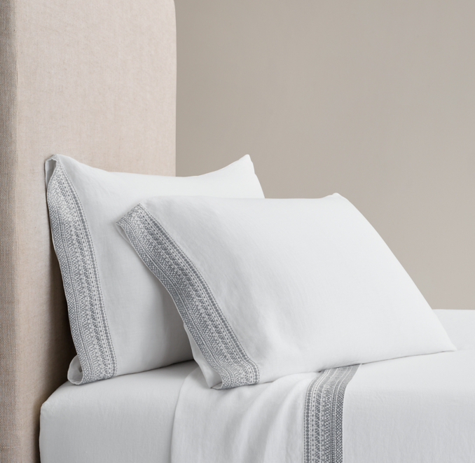 Milou Embroidered Linen Sheet Set
