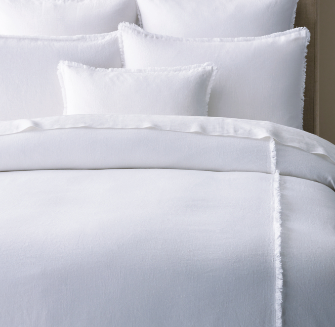 Linen Frayed Edge Duvet Cover | RH