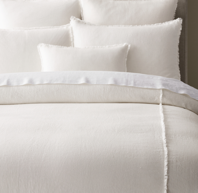 Linen Frayed Edge Duvet Cover | RH