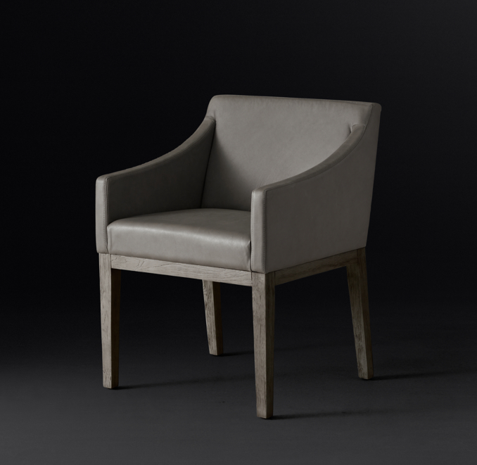 Morgan Slope Arm Leather Dining Armchair | RH
