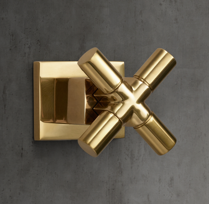 Modern Cross-Handle Flow Control Valve & Trim Set for Thermostatic Systems