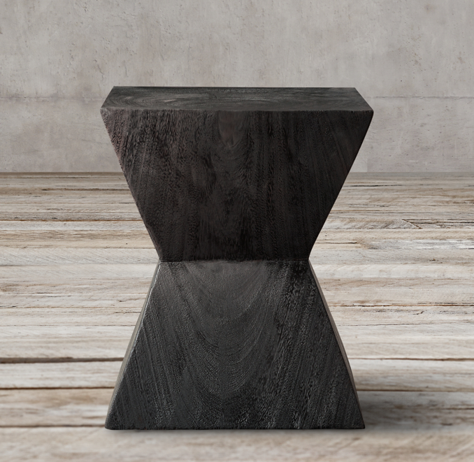 Suar Wood Double Trapezoid Side Table | RH