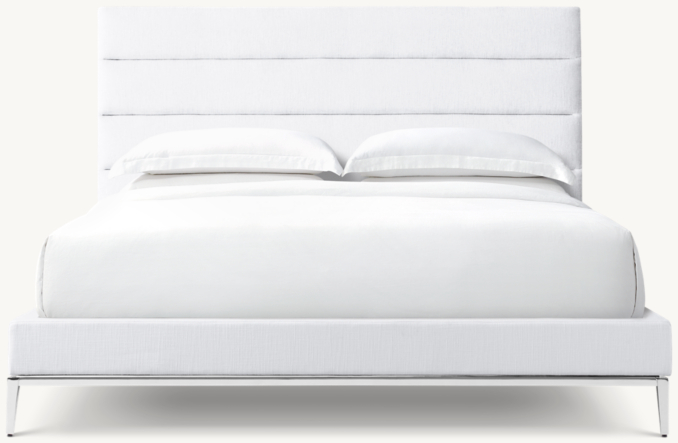 Italia Fabric Horizontal Channel Panel Platform Bed - Metal Base