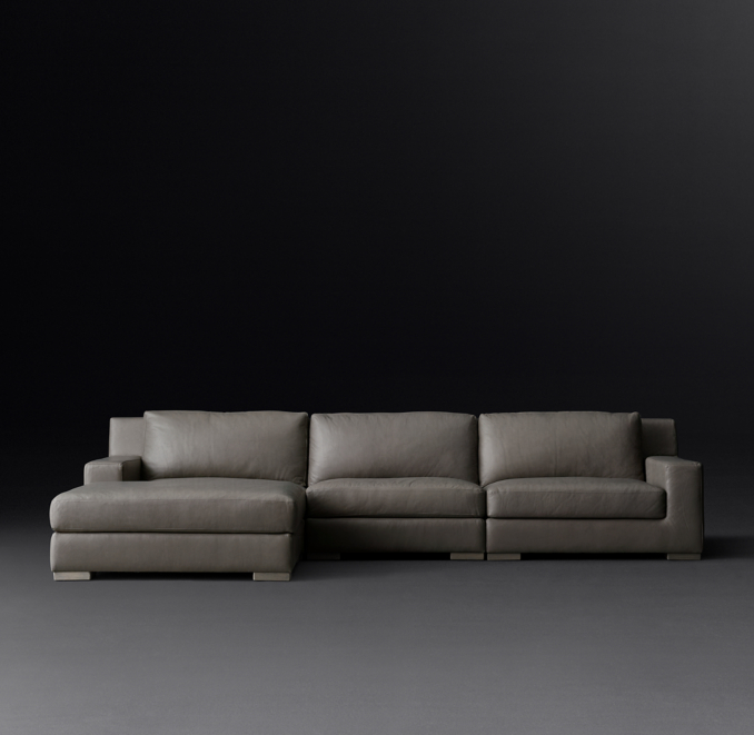 Modena Track Arm Modular Leather Chaise sectional