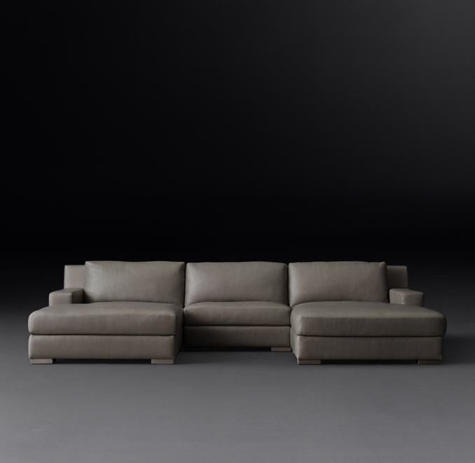 Modena Track Arm Modular Leather U-Chaise sectional
