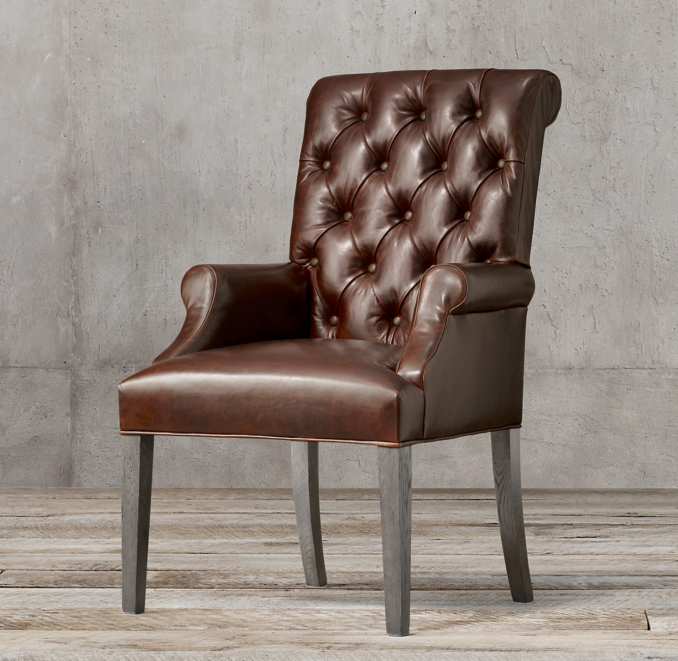 Bennett Roll-Back Leather Dining Armchair
