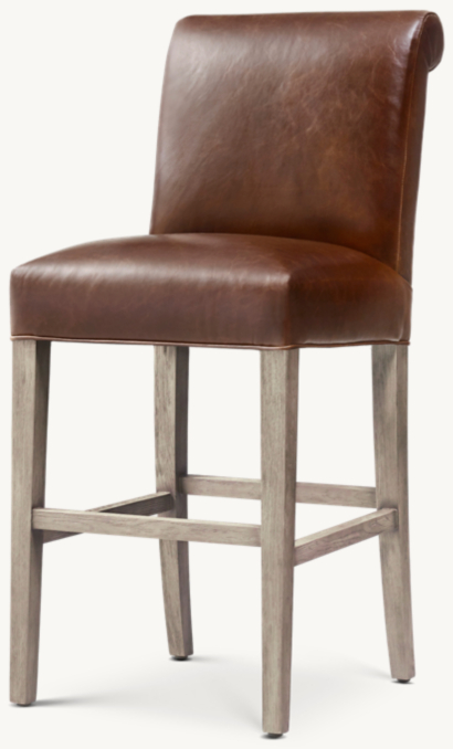 Hudson Roll-Back Leather Bar & Counter Stool | RH