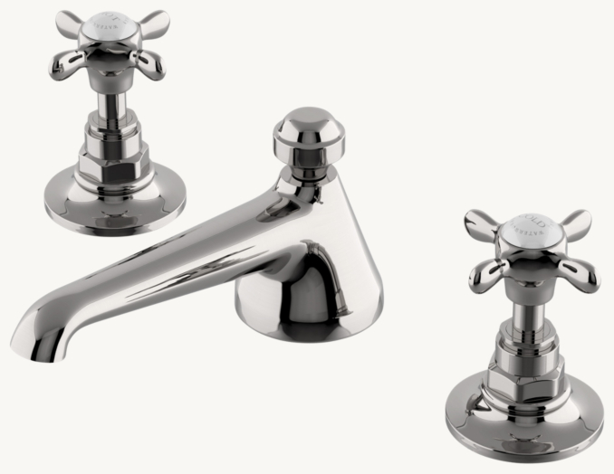 Waterworks Easton Vintage Low-Profile Three-Hole Deck-Mounted Lavatory ...