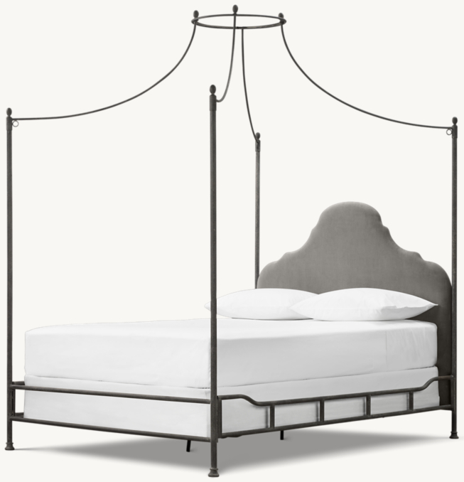 Allegra Iron Canopy Bed - Fog Vintage Velvet | RH TEEN