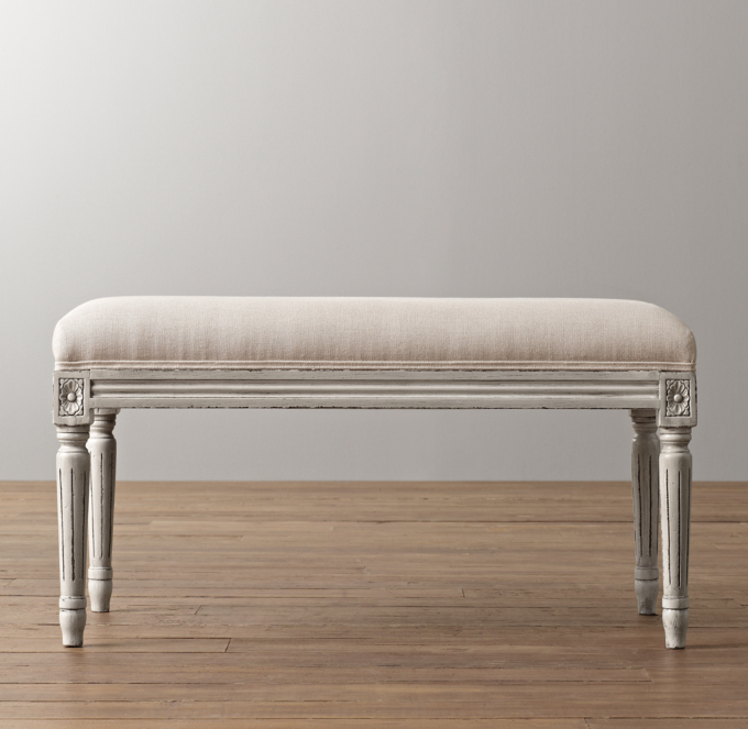 Antoinette Upholstered Bench Aged White RH Baby Child