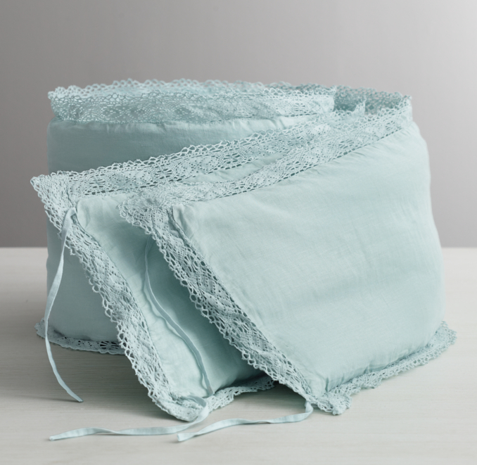 Garment-Dyed Crochet Linen Crib Bumper | RH Baby & Child