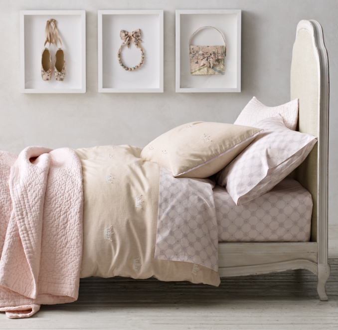 Appliquéd Crown & Floral Medallion Sateen Bedding Collection | RH