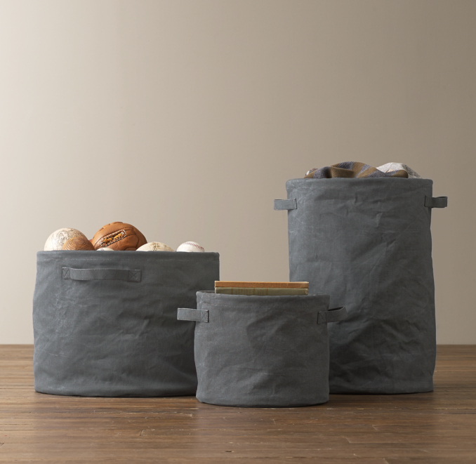 Distressed Canvas Storage Totes | RH