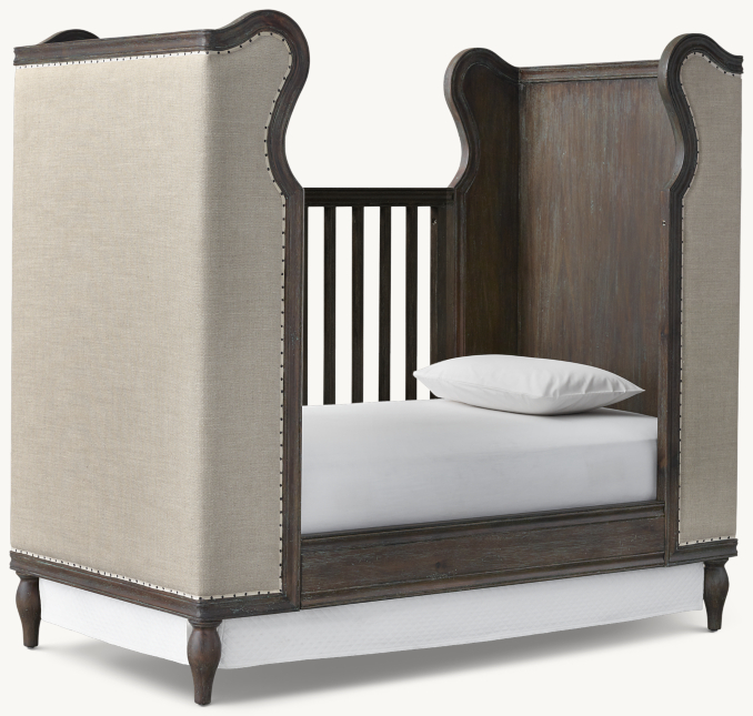 French Upholstered Wing Crib Daybed Conversion Kit | RH
