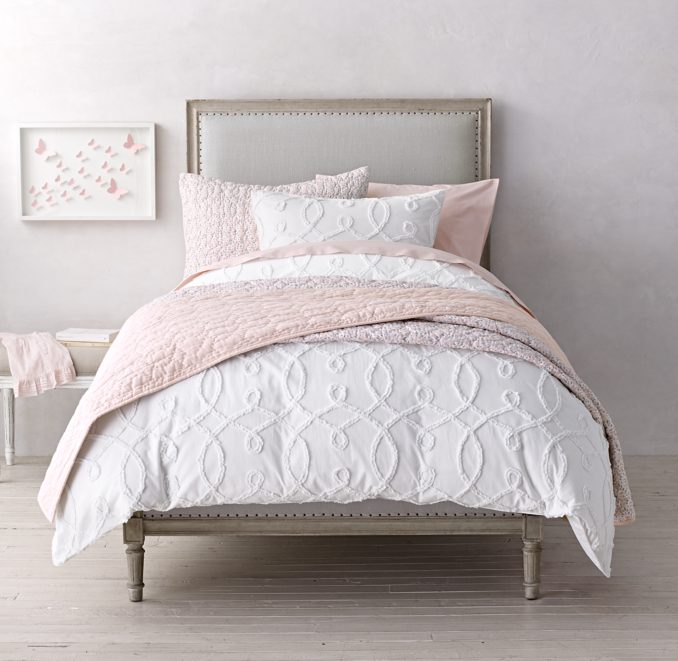 Ruffled Arabesque & Vintage-Washed Percale Bedding Collection | RH