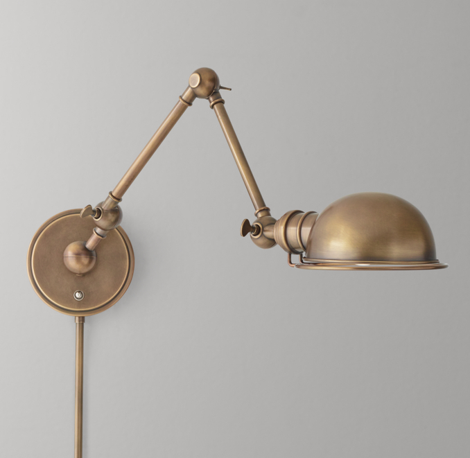 Academy Task Swing-Arm Sconce - Antique Brass | RH