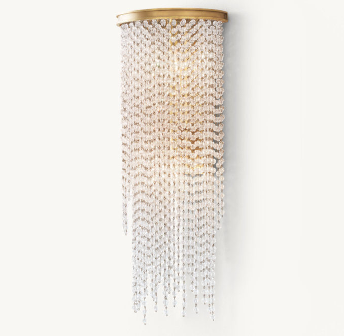 Athena Crystal Grand Sconce - Antiqued Brass/Clear | RH TEEN