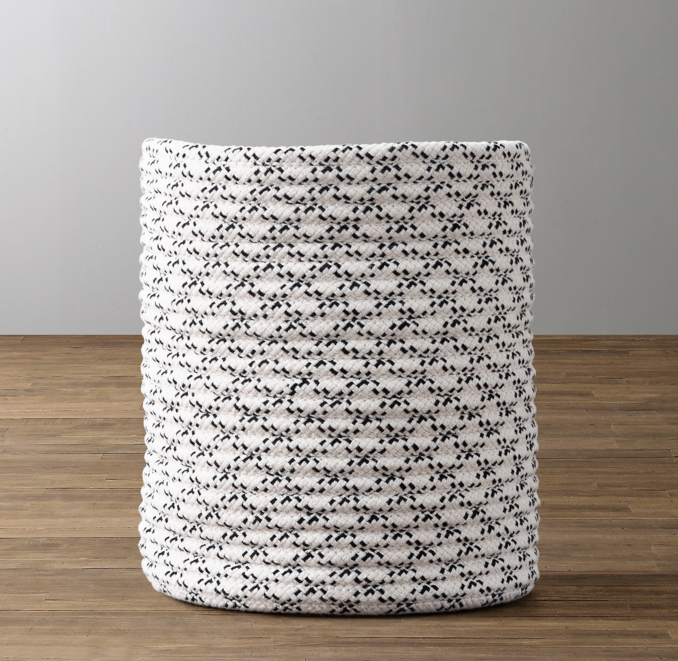 Black & White Braided Wool Hamper | RH