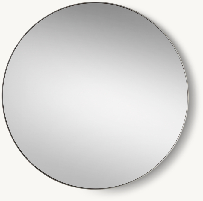 Metal-Wrapped Inset Round Mirror - Pewter | RH TEEN