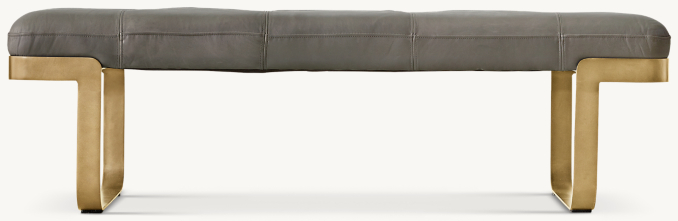 Vance Leather Wide Bench - Antiqued Brass | RH
