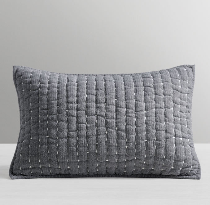 Pickstitched Herringbone Boudoir Sham | RH