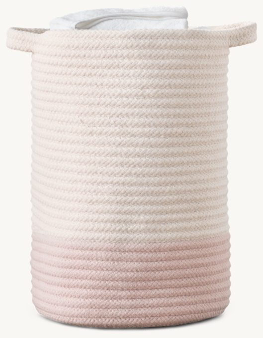 Colorblock Braided Wool Hamper - Ivory/Posy | RH