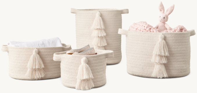 Tassel Braided Wool Storage - Natural | RH Baby & Child