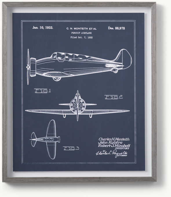 Vintage Travel Blueprint Art - 1933 Plane | RH
