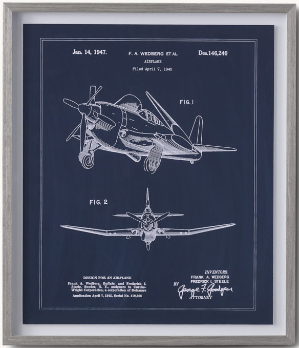 Vintage Travel Blueprint Art - 1947 Plane | RH