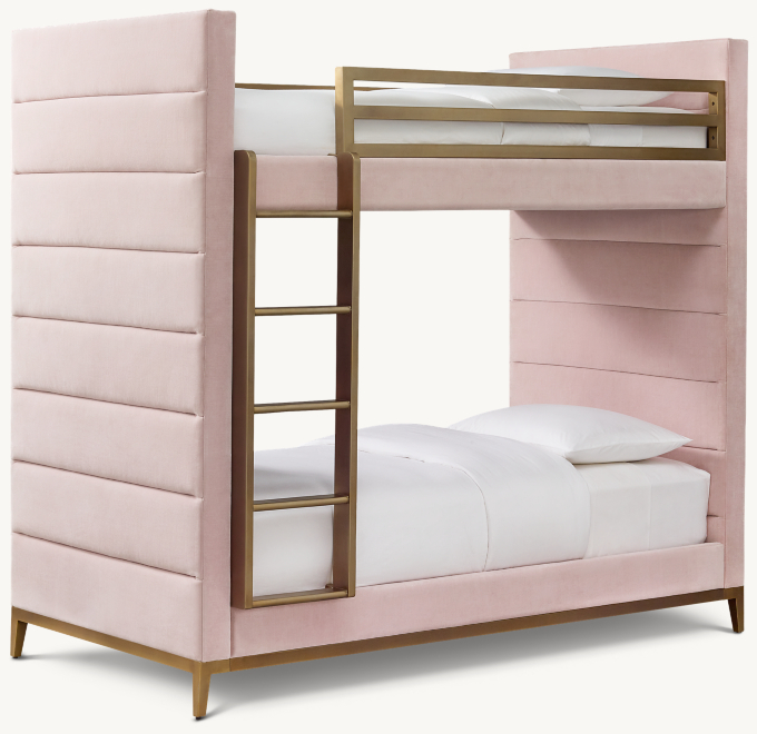 Pfeiffer Channel Upholstered Bunk Bed Aged Brass RH Baby Child