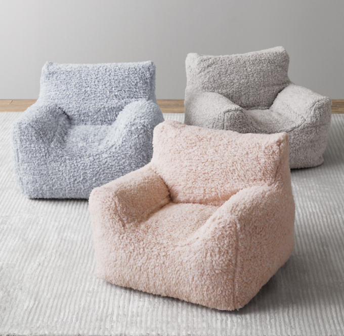 Heathered Sherpa Bean Bag Toddler Chair Ocean RH TEEN