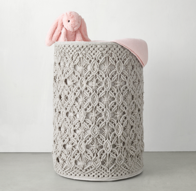 Hand-Knotted Macramé Hamper - Mist | RH