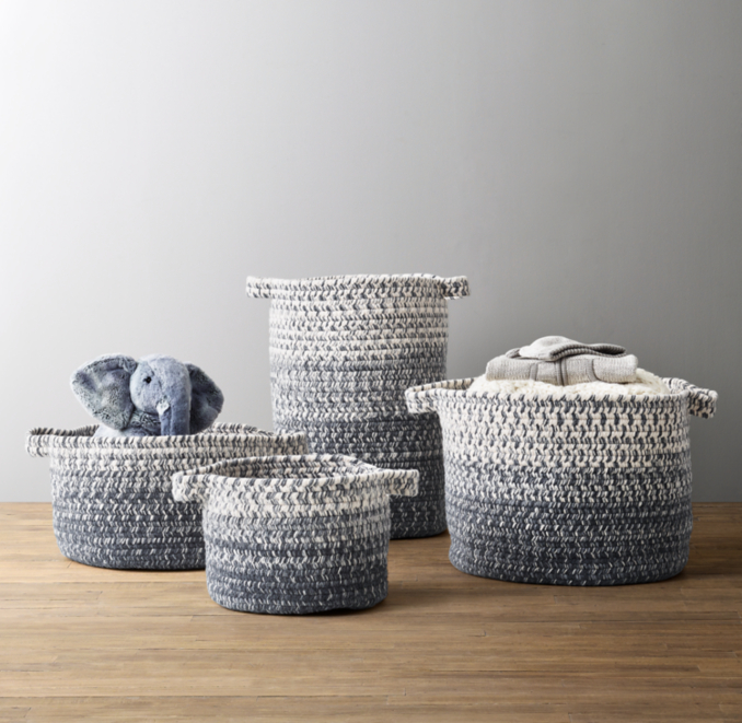 Ombré Braided Wool Storage - Grey | RH