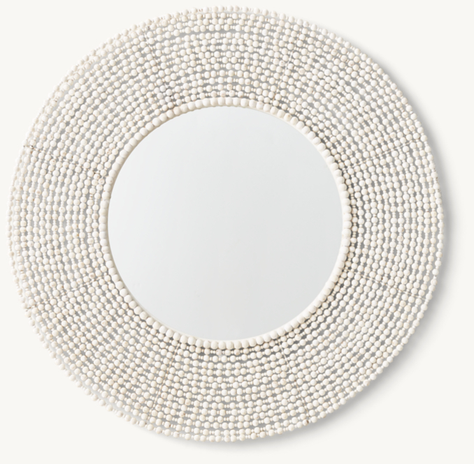 Wood Beaded Round Mirror | RH