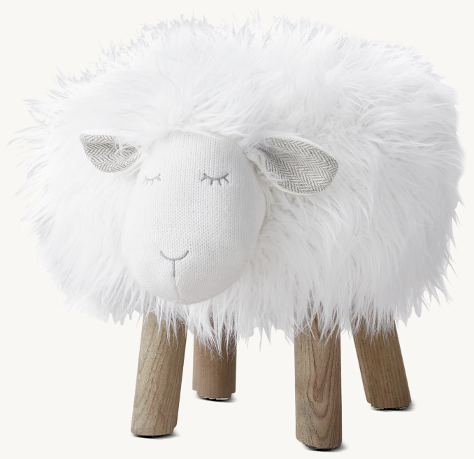 Wooly Plush Mini Stool - White Lamb | RH
