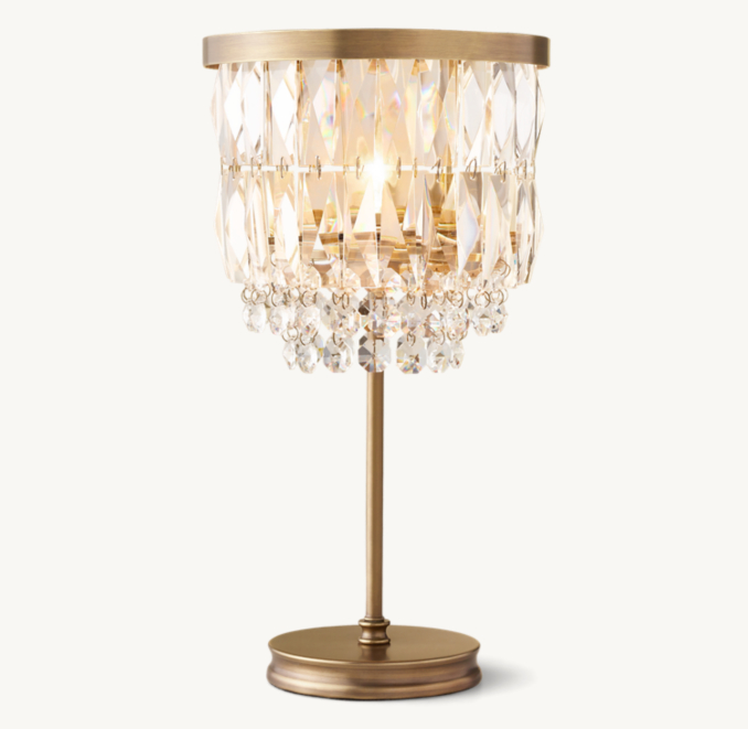 Portia Crystal Table Lamp - Antiqued Brass | RH