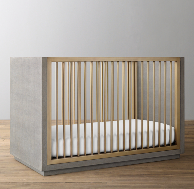 Clio Shagreen Panel Crib - Brass | RH