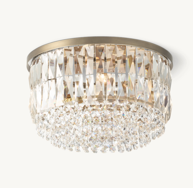 Portia Crystal Flushmount - Antiqued Brass | RH TEEN