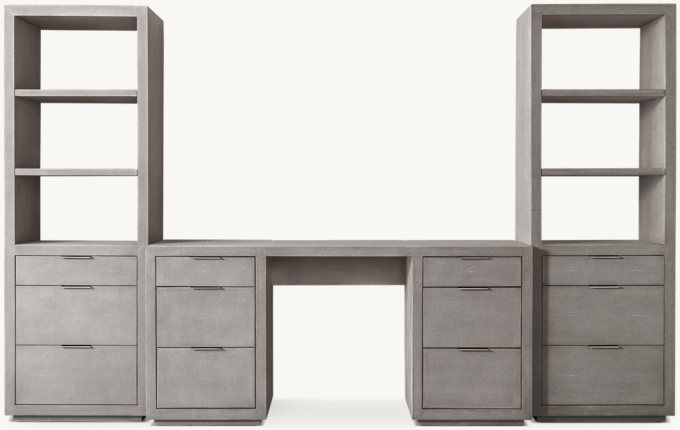 Clio Shagreen Storage Desk Study Wall Set - Pewter | RH