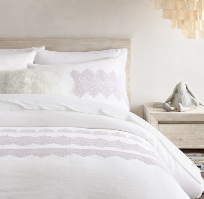 Embroidered Anya & Vintage-Washed Percale Bedding Collection | RH Baby ...